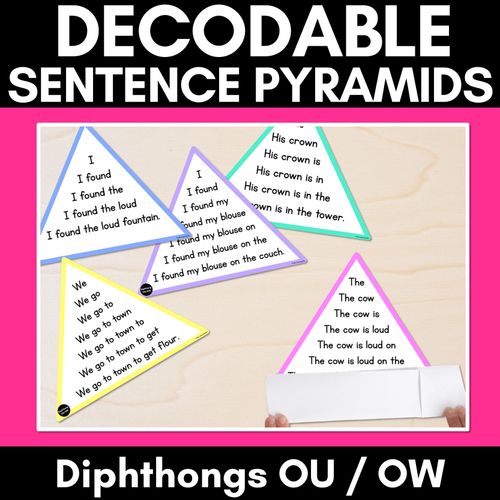 DIPHTHONG OU OW WORDS - Decodable Sentences Pyramids - Phonics Fluency ...