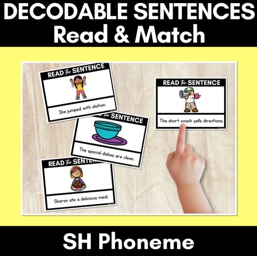 SH Phoneme Decodable Sentences - Read & Match - Mrs Learning Bee