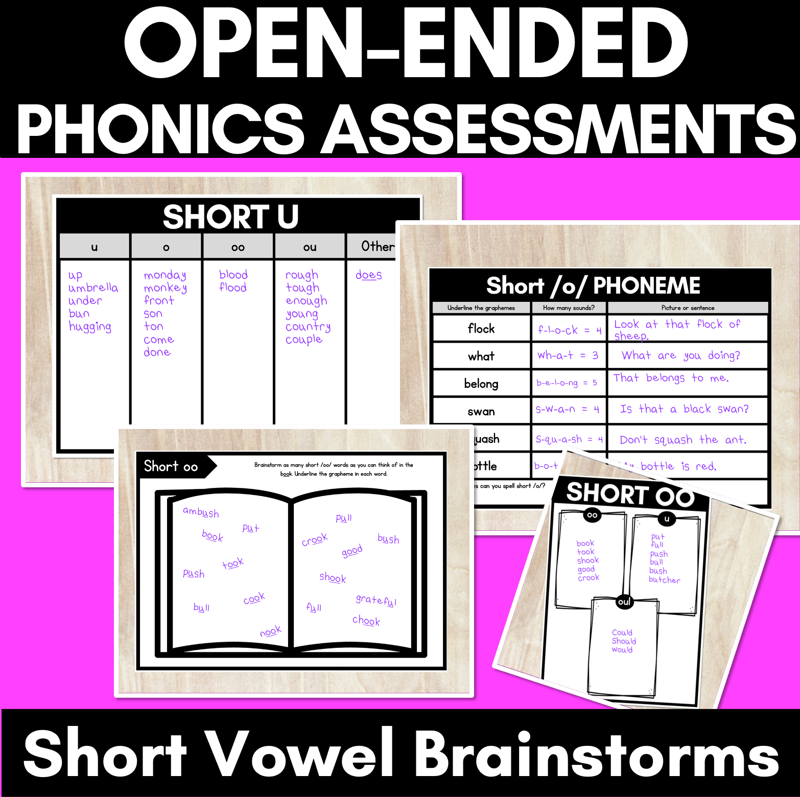 Short Vowel Sounds Brainstorm Templates & Assessments - Mrs Learning Bee