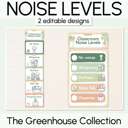 Editable Classroom Noise Levels Poster - The Greenhouse Collection ...