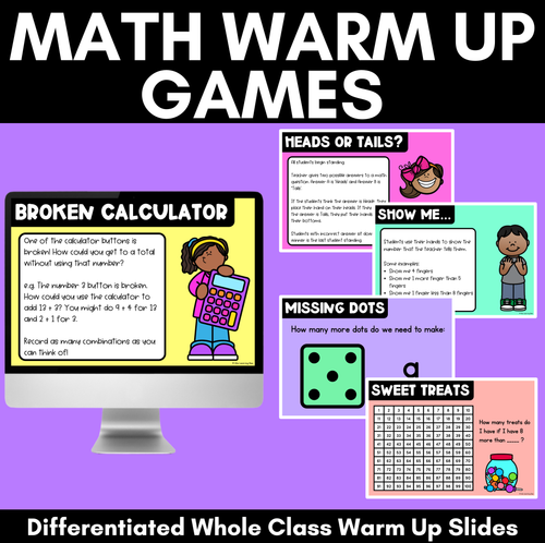 Maths Warm Up Games for Kindergarten & Grade 1 Math Lessons - Editable ...