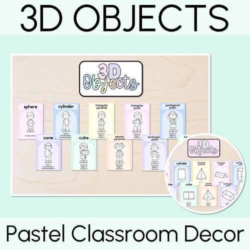 3D Object Posters - Pastel Classroom Decor - Mrs Learning Bee