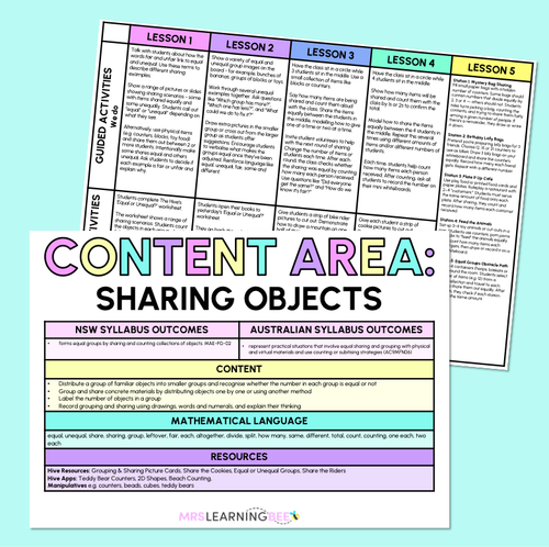 Sharing Objects - Kindergarten/Foundation Program - Mrs Learning Bee