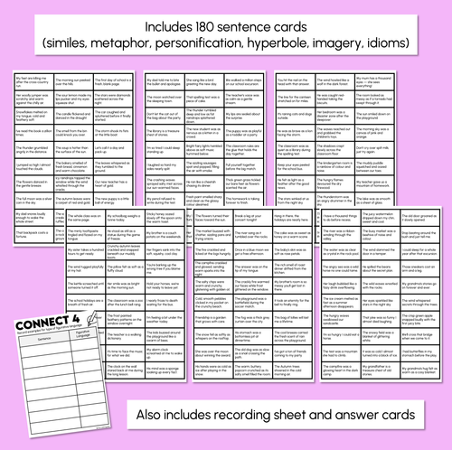 Figurative Language Connect 4 Game - Mrs Learning Bee