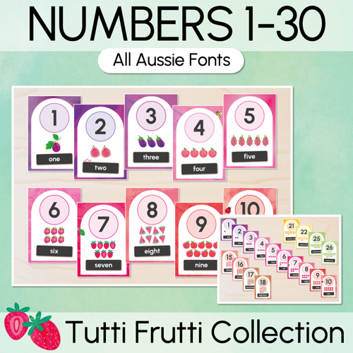 Number Posters 1-30 with fruit or ten frames - The Tutti Frutti ...