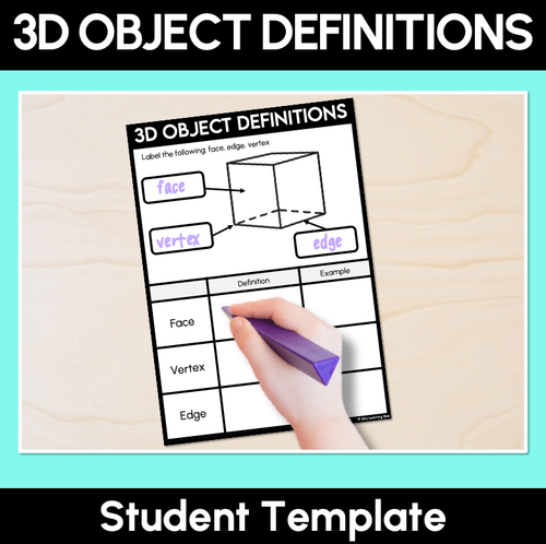 3D Object Definitions – Student Template - Mrs Learning Bee