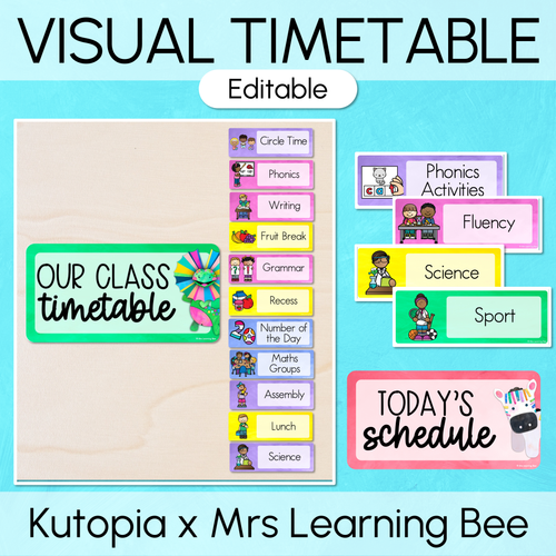 Visual Timetable or Class Schedule - Watercolour Rainbow - The Kutopia ...