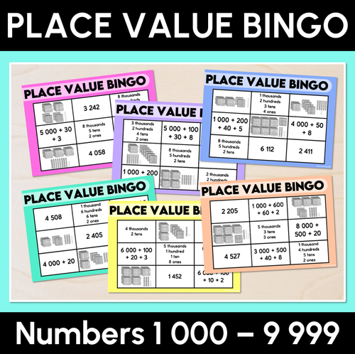 Place Value Bingo - Numbers 1000 - 9999 - Mrs Learning Bee