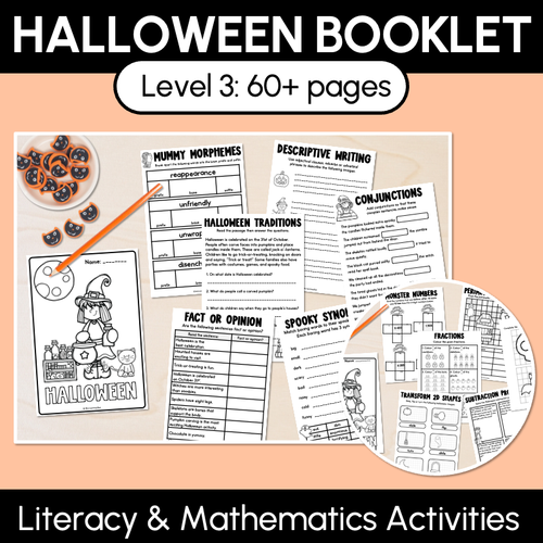 Halloween Themed Literacy & Mathematics Activities - Level 3