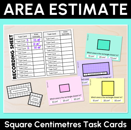 Area Estimate – Square Centimetres Task Cards - Mrs Learning Bee