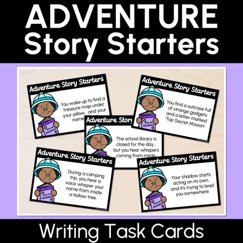 Adventure Story Starters - Writing Task Cards - Mrs Learning Bee