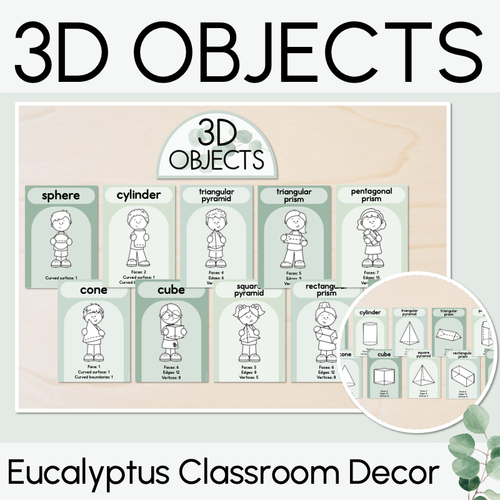 3D Object Posters - The Eucalyptus Edit - Eucalyptus Classroom Decor