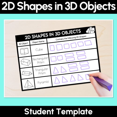 2D Shapes in 3D Objects – Student Template - Mrs Learning Bee