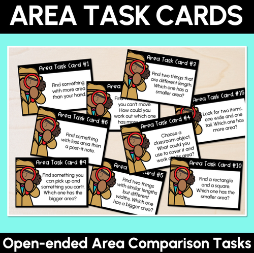 Area Task Cards - Open-ended Area Comparison Tasks - Mrs Learning Bee