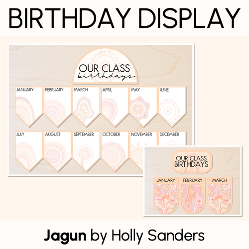 Classroom Birthdays Display - The Jagun Collection - Mrs Learning Bee