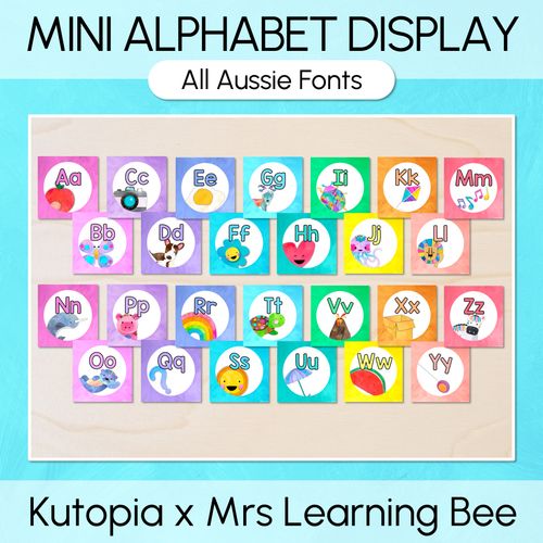 Mini Alphabet Posters - The Kutopia Collection - Watercolour Rainbow
