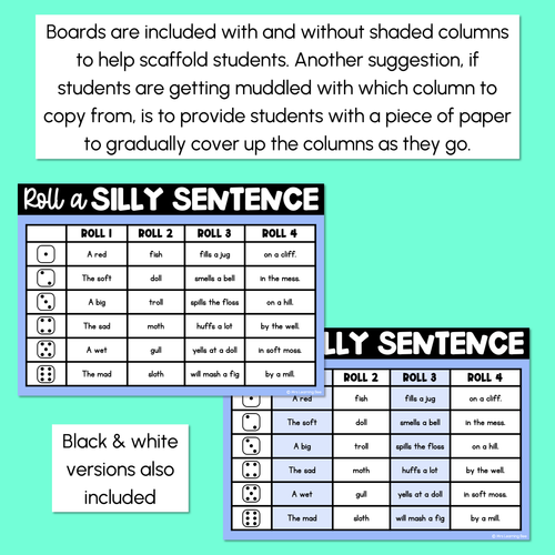Decodable Sentences with Consonant Digraphs ff ll ss zz ck words - Roll ...