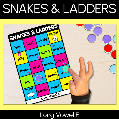 Phonics Game for LONG E Words - Snakes & Ladders - Mrs Learning Bee