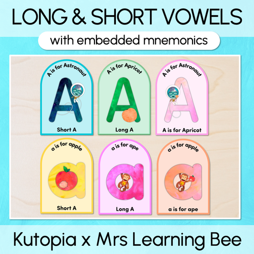 Long & Short Vowel Sound Posters with Embedded Mnemonics - Uppercase ...