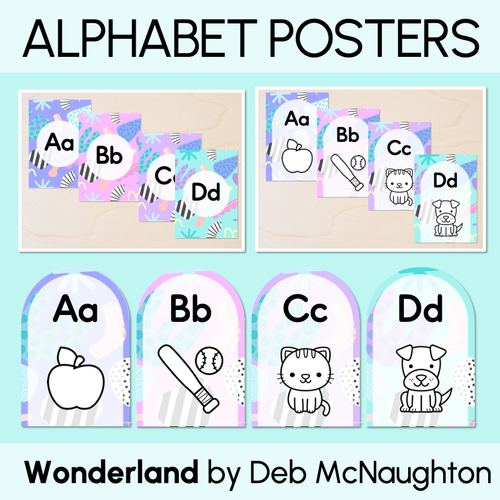 Alphabet Posters - The Wonderland Collection - Mrs Learning Bee