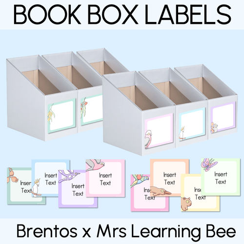 Book Box Holder Editable Labels - The Brentos Collection
