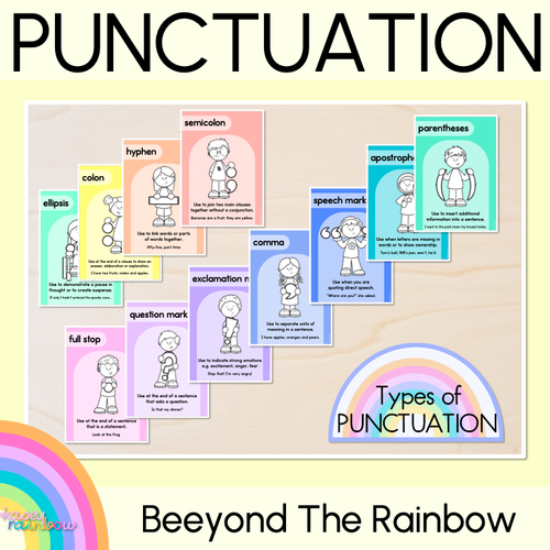 PUNCTUATION POSTERS - The Kasey Rainbow Collection - Mrs Learning Bee