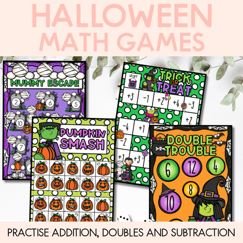 Halloween Math Games for Kindergarten - Addition, Subtraction & Doubles
