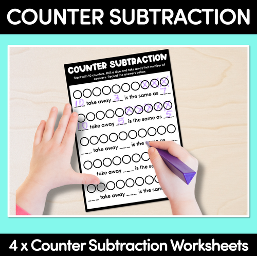 Counters Subtraction Worksheets - Mrs Learning Bee