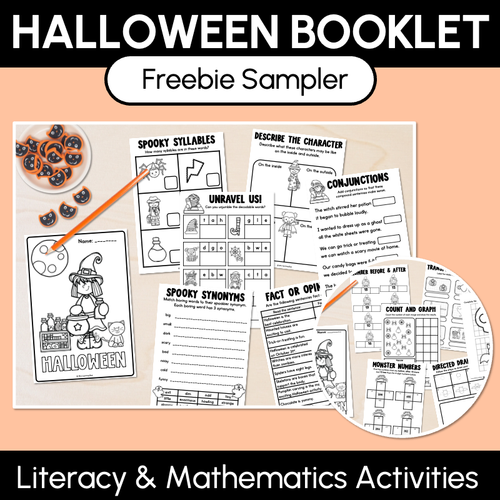 Halloween Themed Literacy & Mathematics Activities - Freebie Sampler Pack