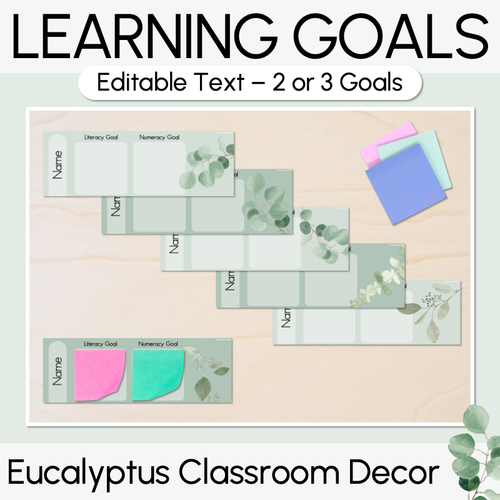 Student Learning Goals - Editable Post-It Goal Mats - The Eucalyptus ...