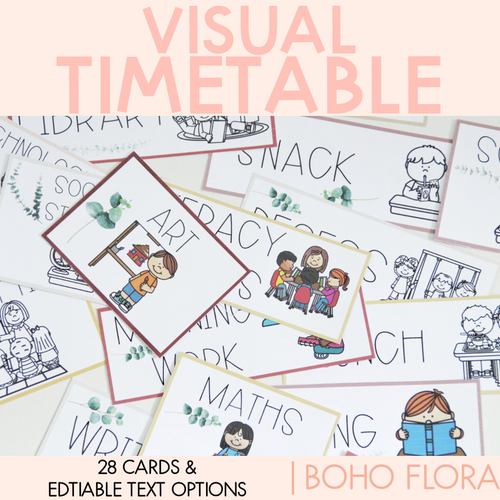 Visual Timetable - Boho Flora - Mrs Learning Bee