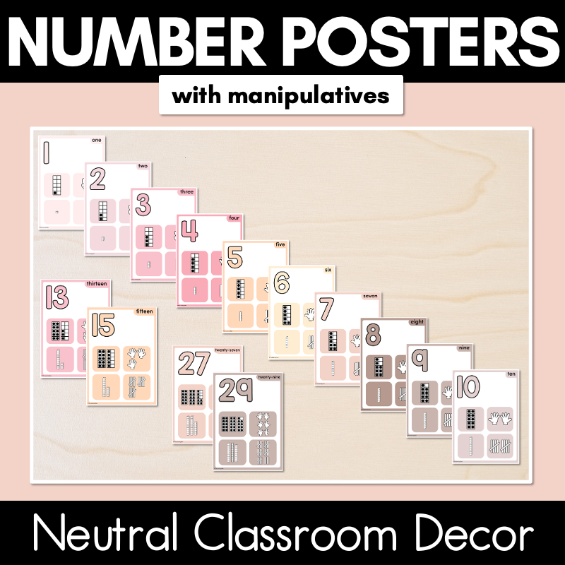 NUMBER POSTERS with ten frames, base ten blocks, tallies & fingers ...