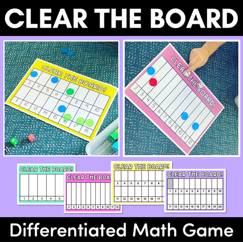 Differentiated Number & Addition Games for K - 2 - Clear the Board