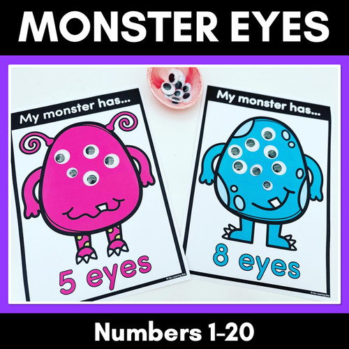 Monster Eyes Counting Activity - Numbers 1 to 20 - Mrs Learning Bee