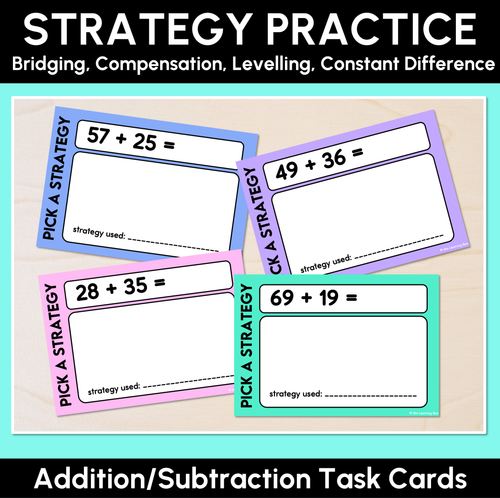 Strategy Practice - Pick a Strategy - Addition & Subtraction Task Cards