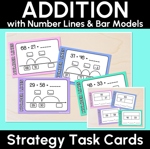 Number Line & Bar Model - Addition Strategy Task Cards