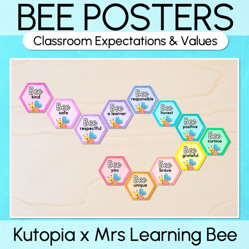 Bee Posters- The Kutopia Collection - Classroom Values & Expectations ...