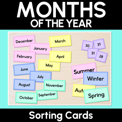 Months of the Year – Sorting Cards - Mrs Learning Bee