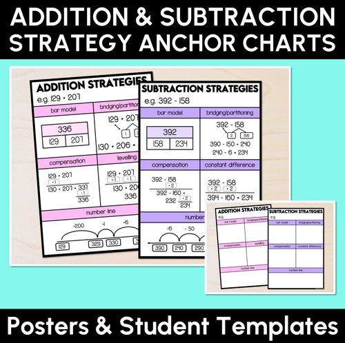 Addition & Subtraction Strategy Anchor Charts - Mrs Learning Bee