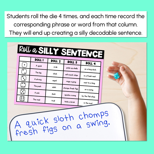 Decodable Sentences with Mixed Consonant Digraph Words - Roll a Silly ...