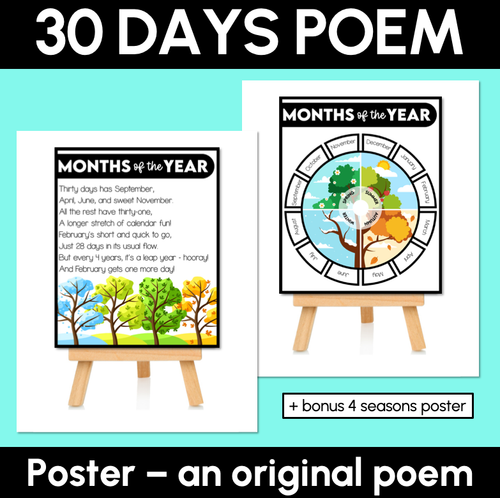 Months of the Year Poem and Seasons Posters - Mrs Learning Bee