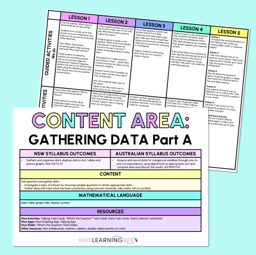 Gathering Data Part A - Grade 1 & 2 Program - Mrs Learning Bee
