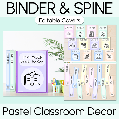 Editable Binder & Spine Labels - Pastel Classroom Decor
