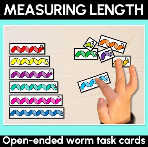 Measuring Length - Open-ended Worm Task Cards - Mrs Learning Bee