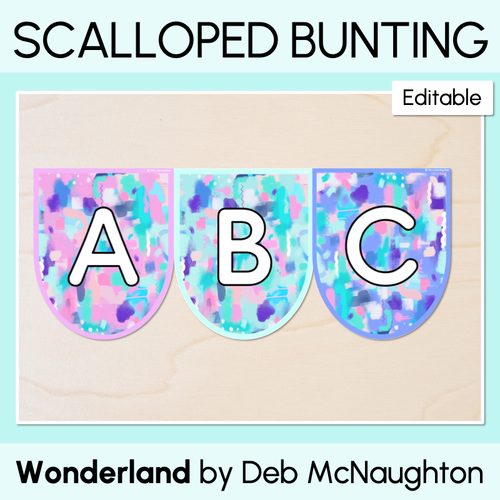 Editable Scalloped Bunting - The Wonderland Collection