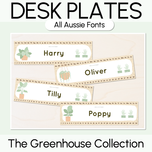 Student Desk Plates - The Greenhouse Collection - Natural Classroom Decor