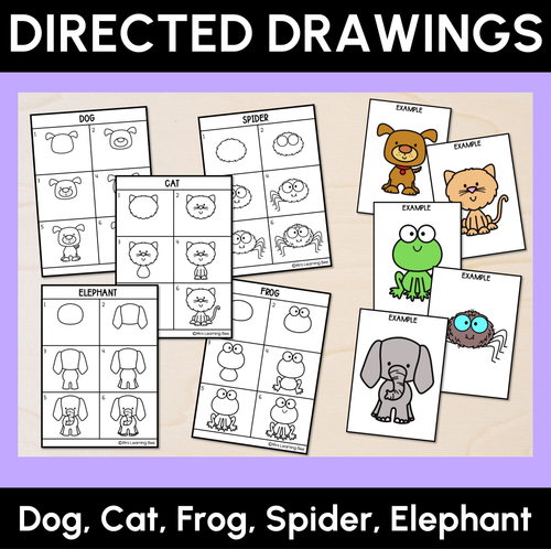 Animals - Directed Drawing Templates - Mrs Learning Bee