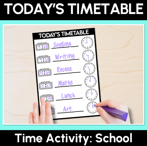 Today’s Timetable – School Day Time Activity - Mrs Learning Bee