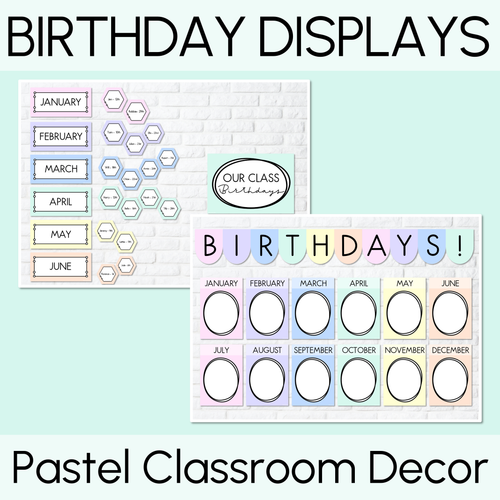 Pastel Classroom Decor Birthday Displays - Mrs Learning Bee