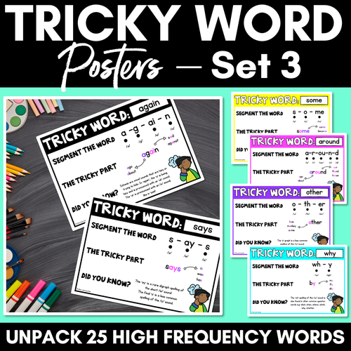 High Frequency Heart Word Posters SET 3- WORDS WITH TRICKY SPELLINGS ...